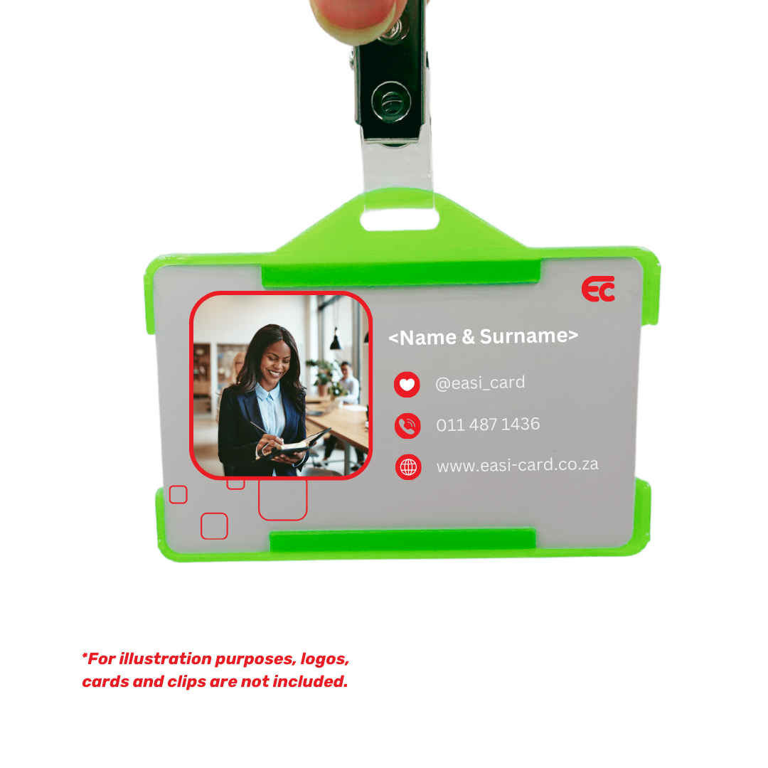 Green name badge holder | ID cardholders locally manufactured – Easi-card